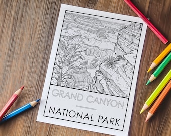 Grand Canyon National Park Coloring Page Digital, Digital Coloring Book ...