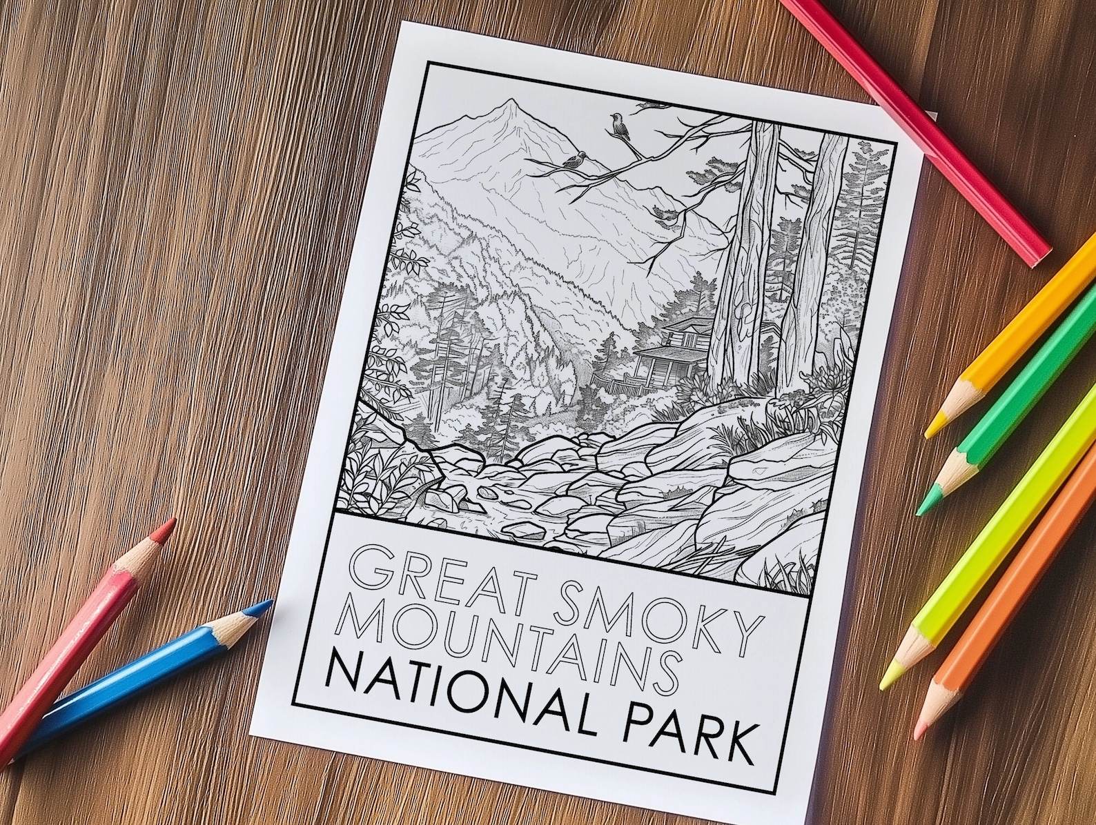 Great Smoky Mountains National Park Coloring Page - Etsy