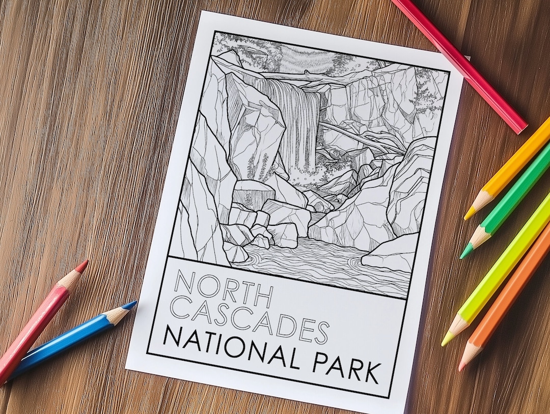 North Cascades National Park Coloring Page - Etsy