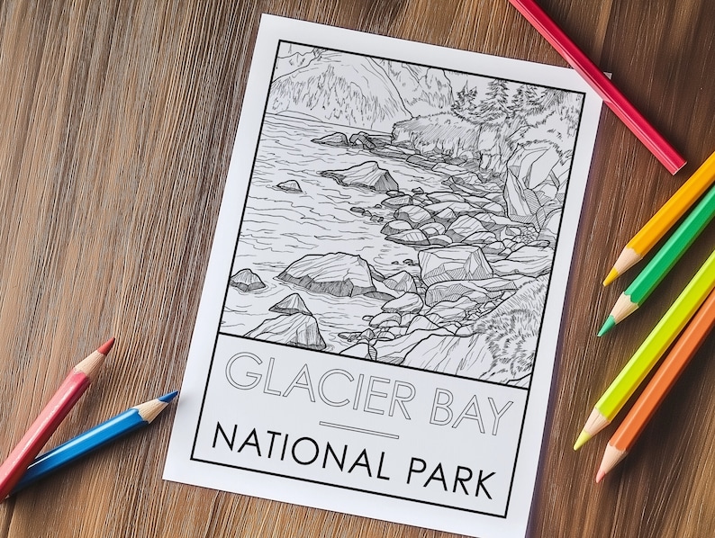Glacier Bay National Park Coloring Page - Etsy