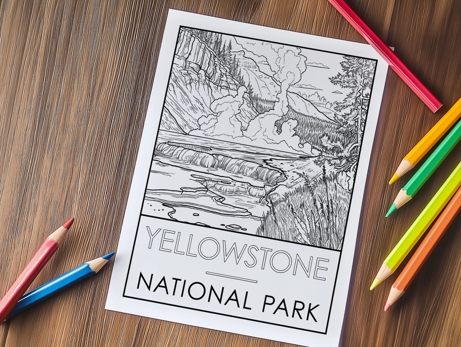 Yellowstone National Park Coloring Page - Etsy