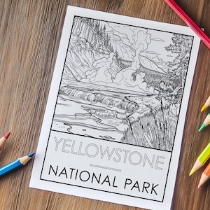 Yellowstone National Park Coloring Page - Etsy