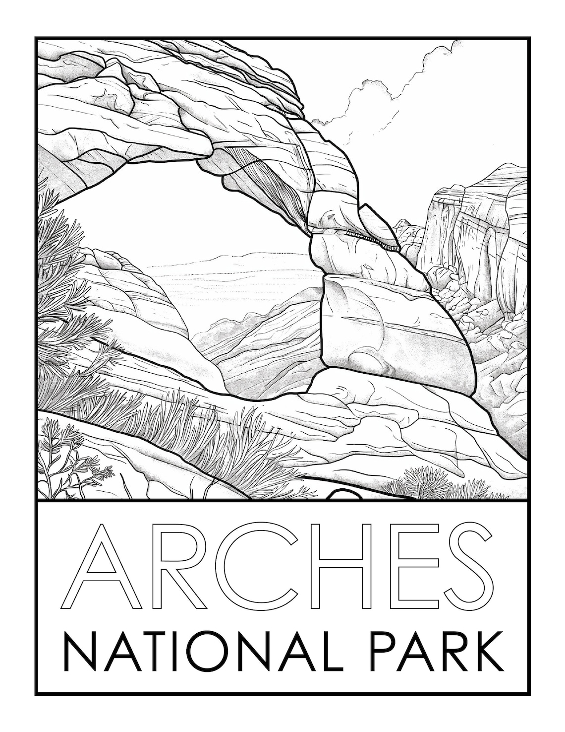 Arches National Park Coloring Page - Etsy