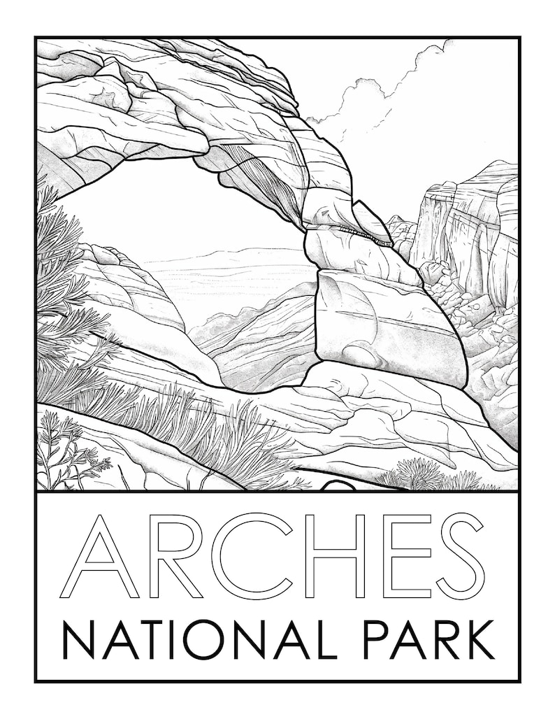 Arches National Park Coloring Page - Etsy