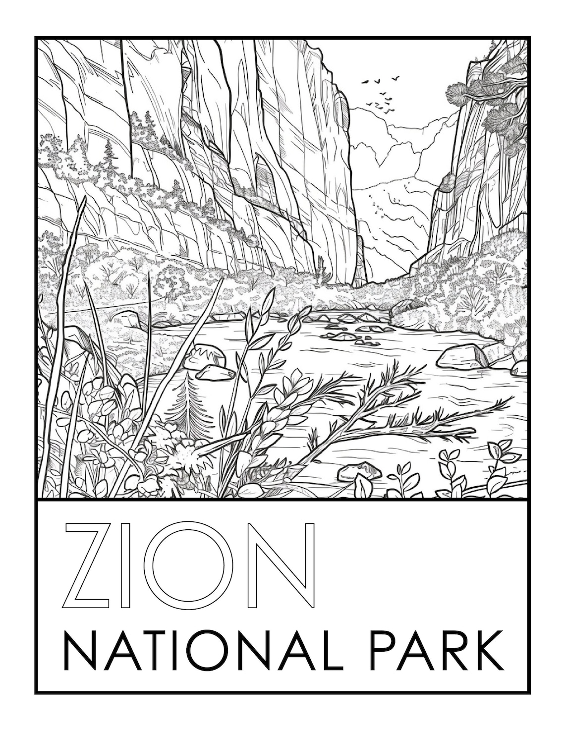 Zion National Park Coloring Page - Etsy