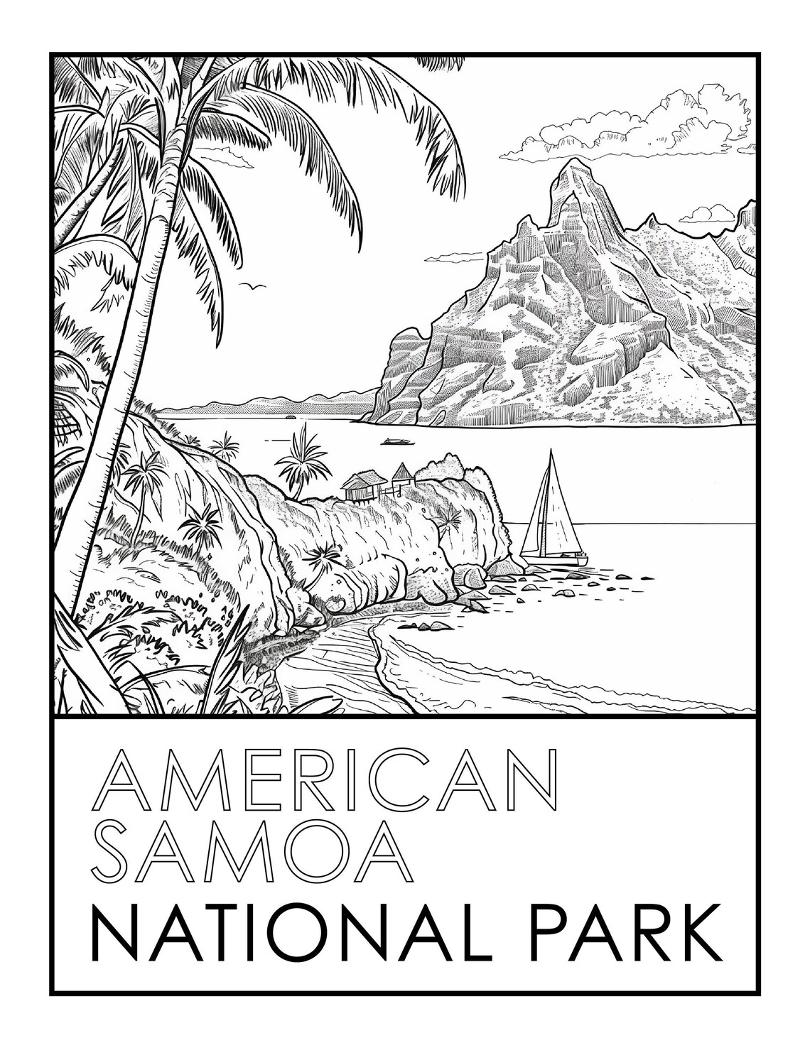 American Samoa National Park Coloring Page - Etsy