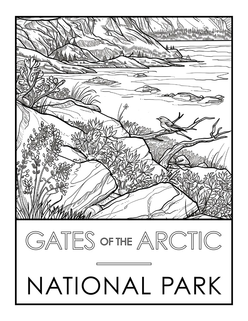 Gates of the Arctic National Park Coloring Page - Etsy
