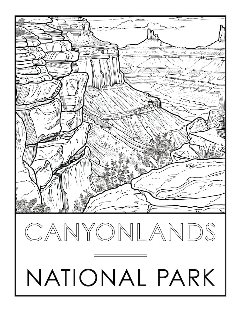 Canyonlands National Park Coloring Page - Etsy