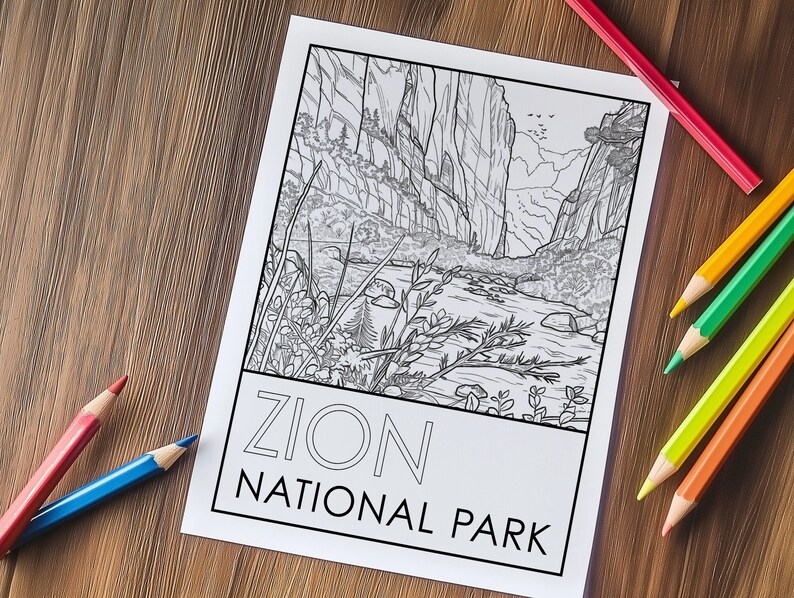 National Parks Coloring Pages: Acadia, Zion, Grand Teton (digital ...