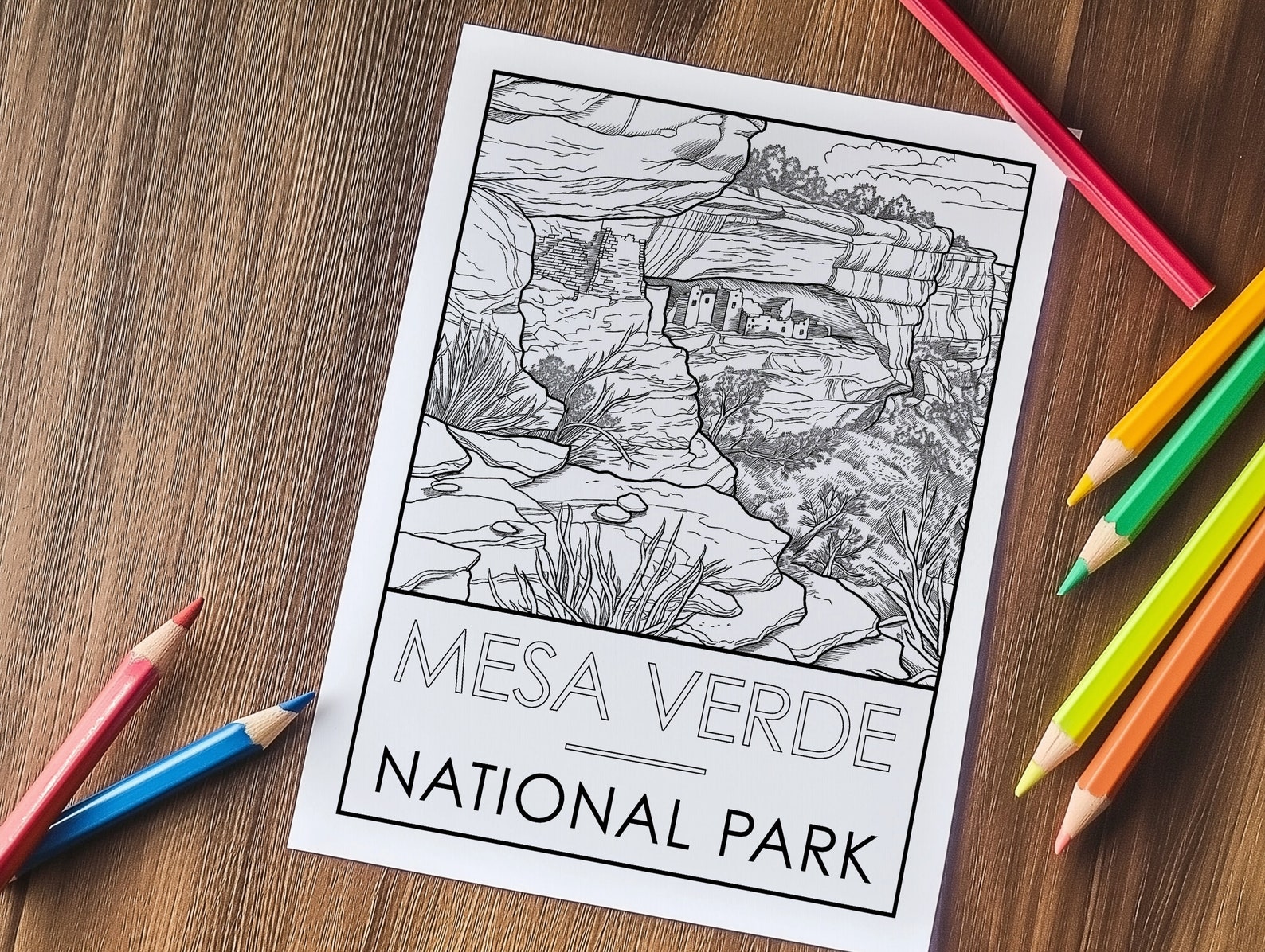 Mesa Verde National Park Coloring Page - Etsy