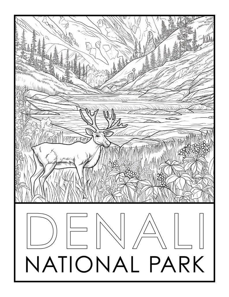 Denali National Park Coloring Page - Etsy