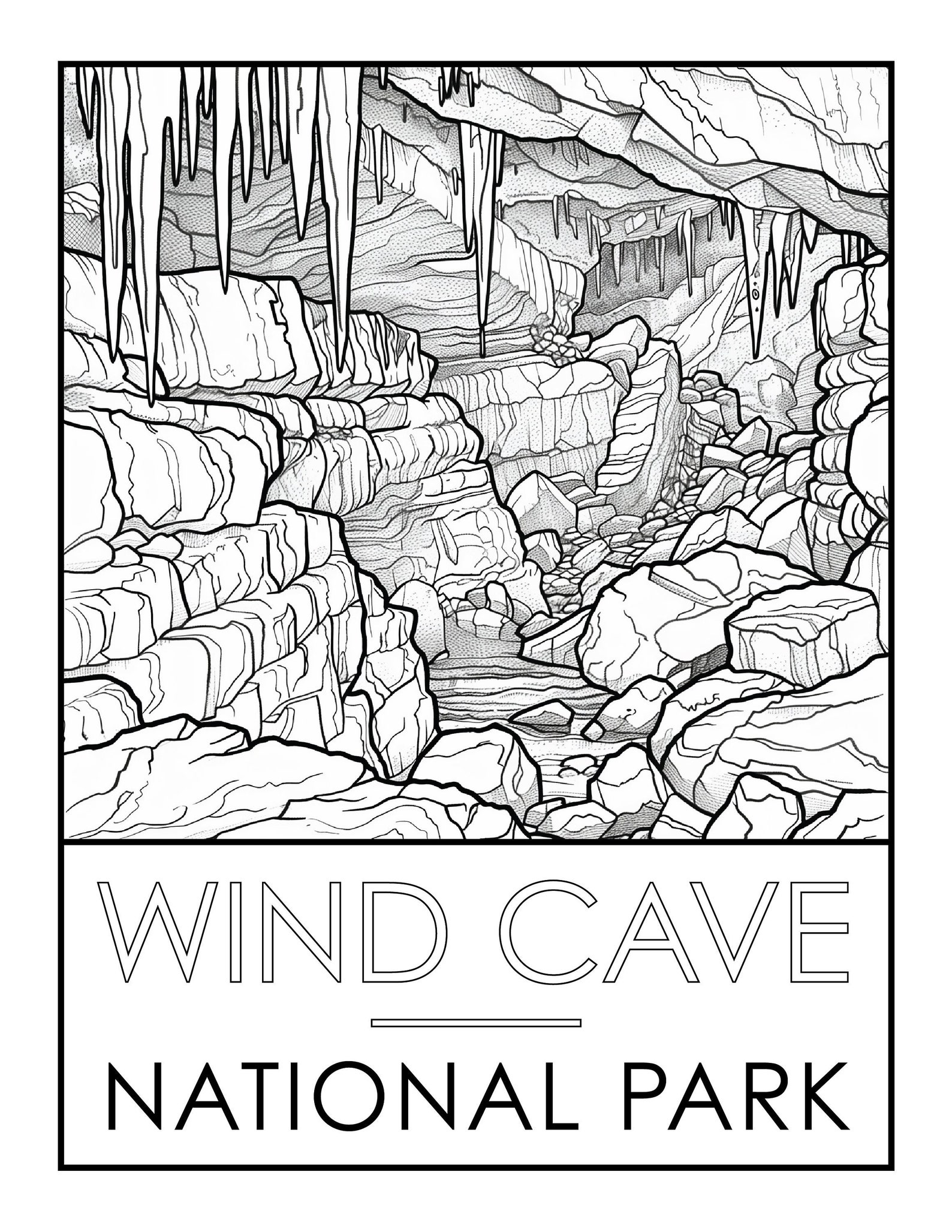 Wind Cave National Park Coloring Page - Etsy