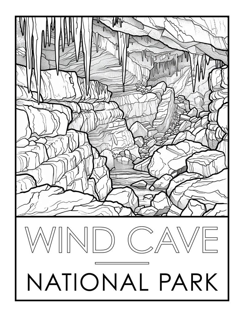 Wind Cave National Park Coloring Page - Etsy