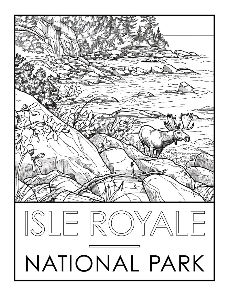 Isle Royale National Park Coloring Page - Etsy