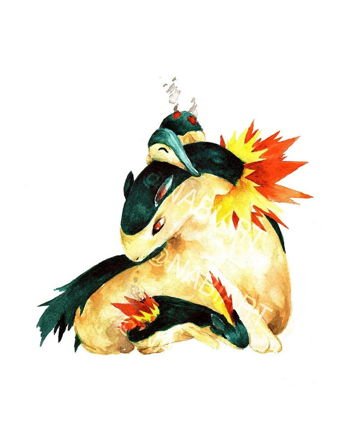 Johto Friends Fire Type Giclee Print typhlosion, Quilava & Cyndaquil - Etsy