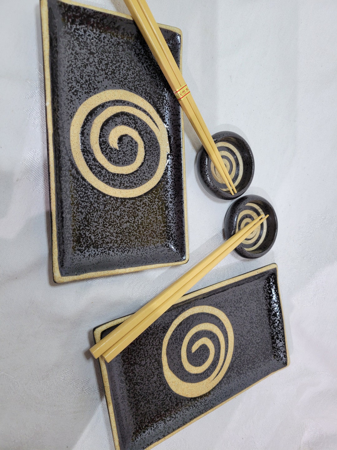 Vintage Clay Dipping Bowls With Serving Plates - Etsy