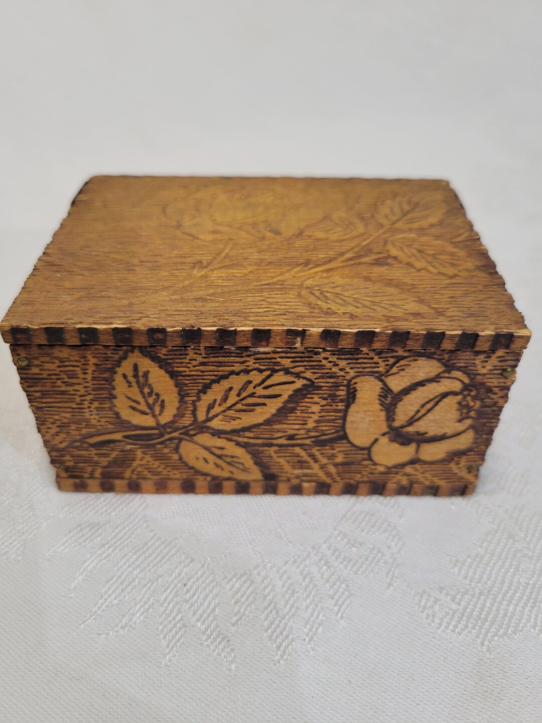 Vintage Wood Pyrography Box - Etsy