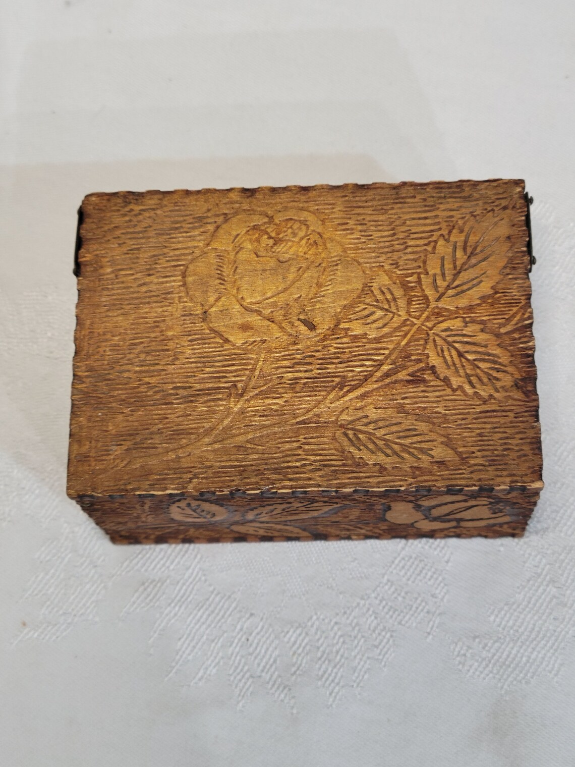 Vintage Wood Pyrography Box - Etsy