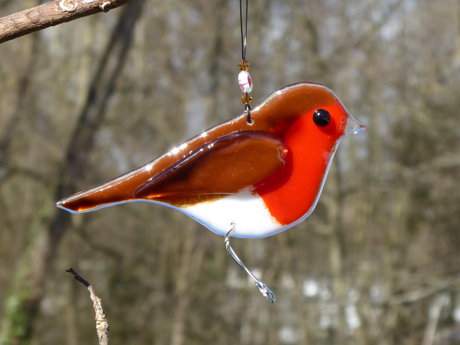 Robin Fused Glass Bird Garden Ornament Bird Gift Garden | Etsy