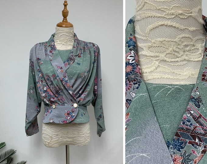 Fabulous Vintage Traditional Japanese Floral Pattern Blouse / Short ...