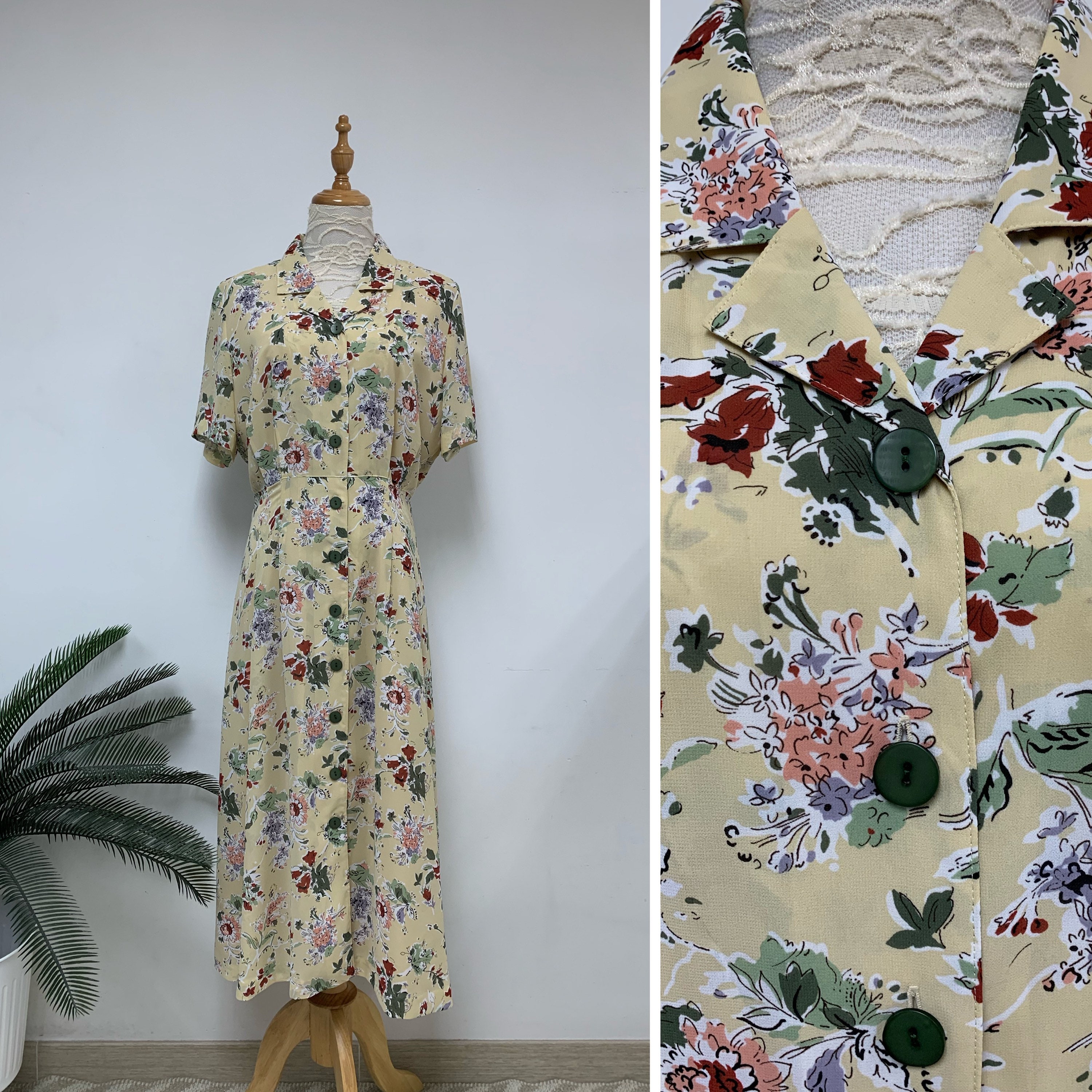 Beautiful Vintage Japanese Floral Print Long Dress / Shirt | Etsy