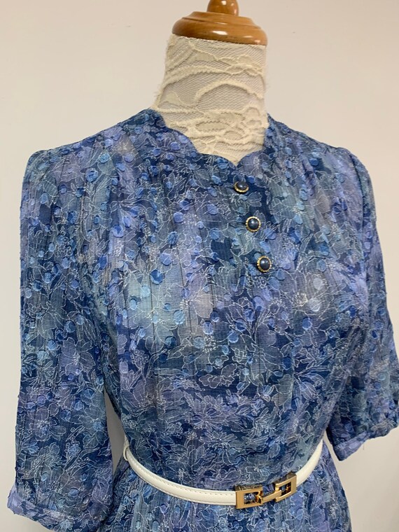 1970s Japanese vintage Scallop Collar Floral Pattern … - Gem