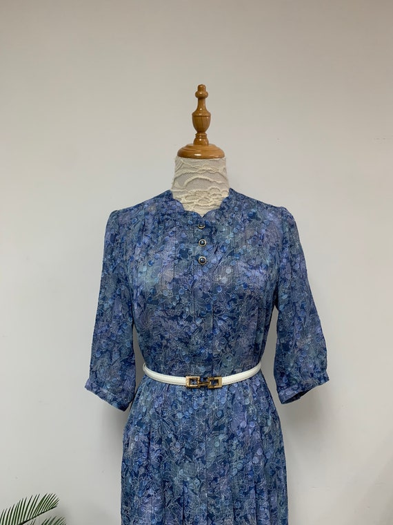 1970s Japanese vintage Scallop Collar Floral Pattern … - Gem