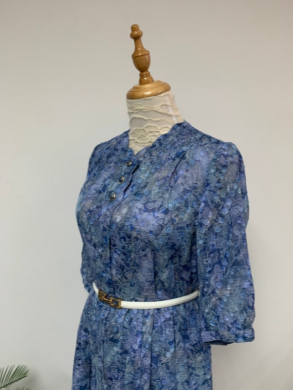 1970s Japanese vintage Scallop Collar Floral Pattern … - Gem