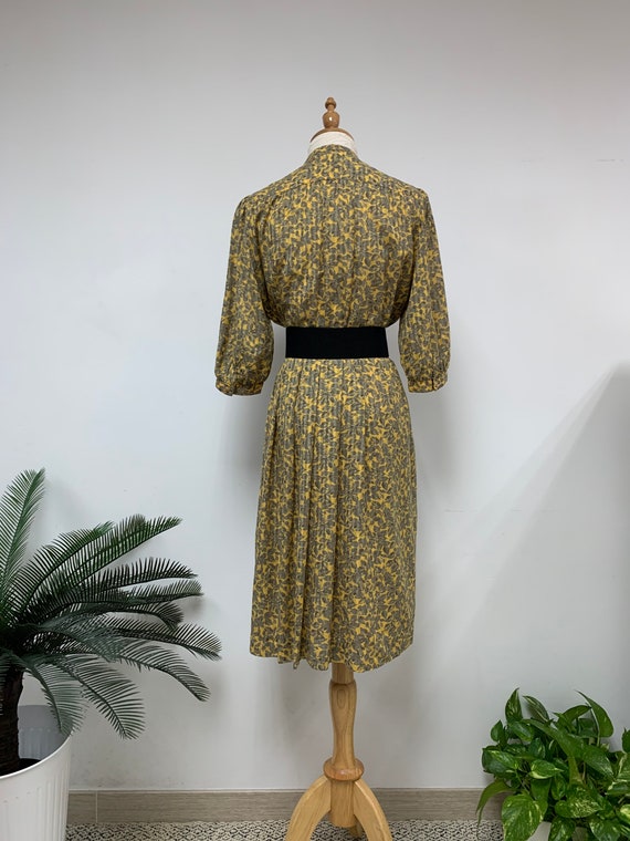 1970s Japanese Vintage Floral Pattern Dress / Square … - Gem