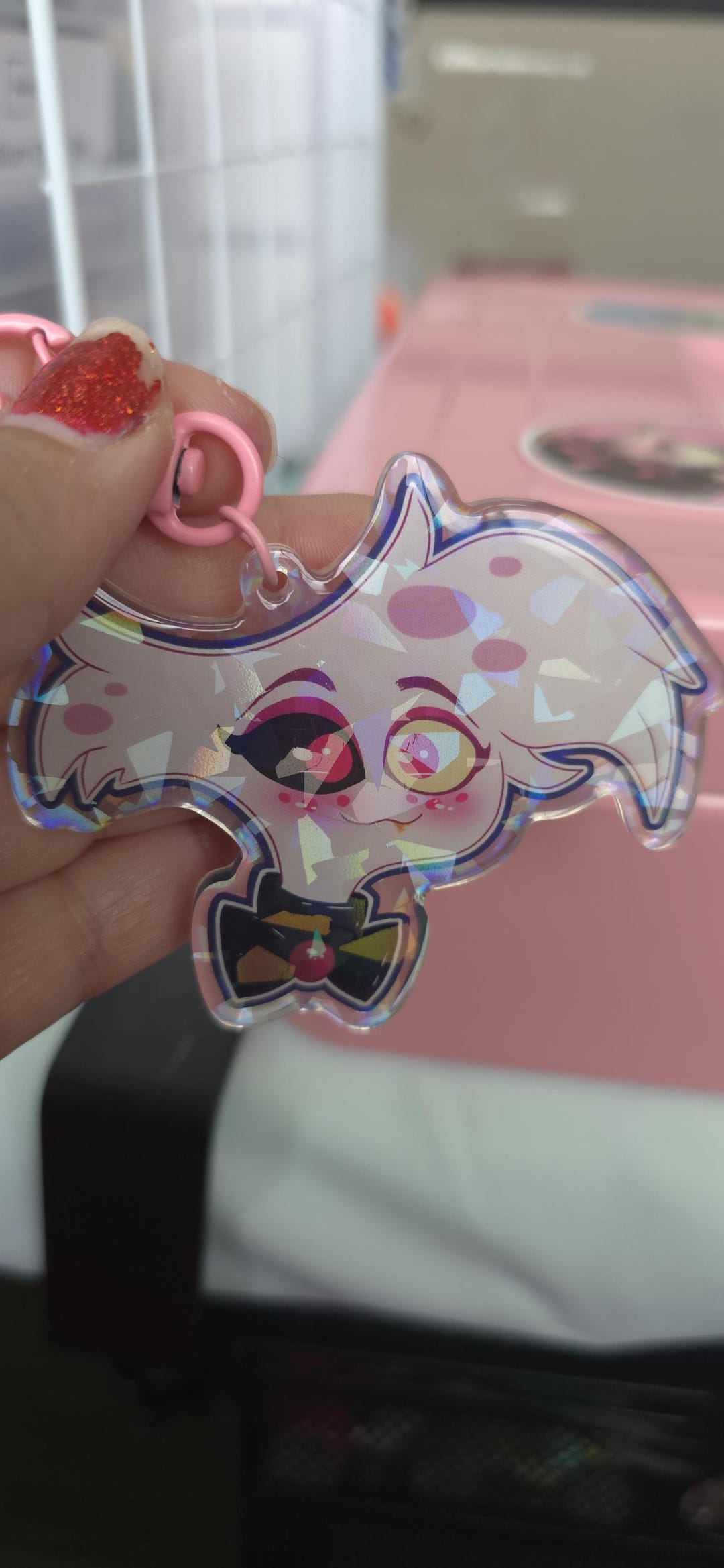 Angel Dust Hazbin Hotel Inspired Resin Topped Acrylic Keychain - Etsy