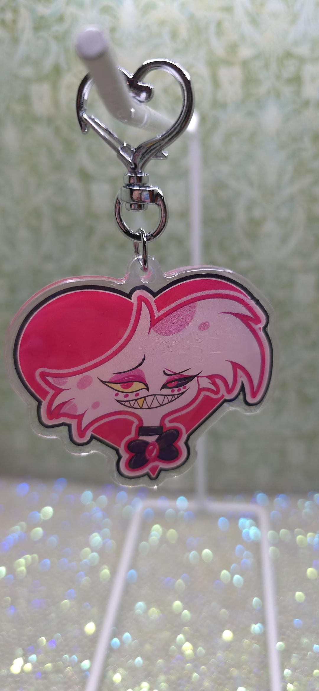 Angel Dust Hazbin Hotel Inspired Resin Topped Acrylic Keychain - Etsy