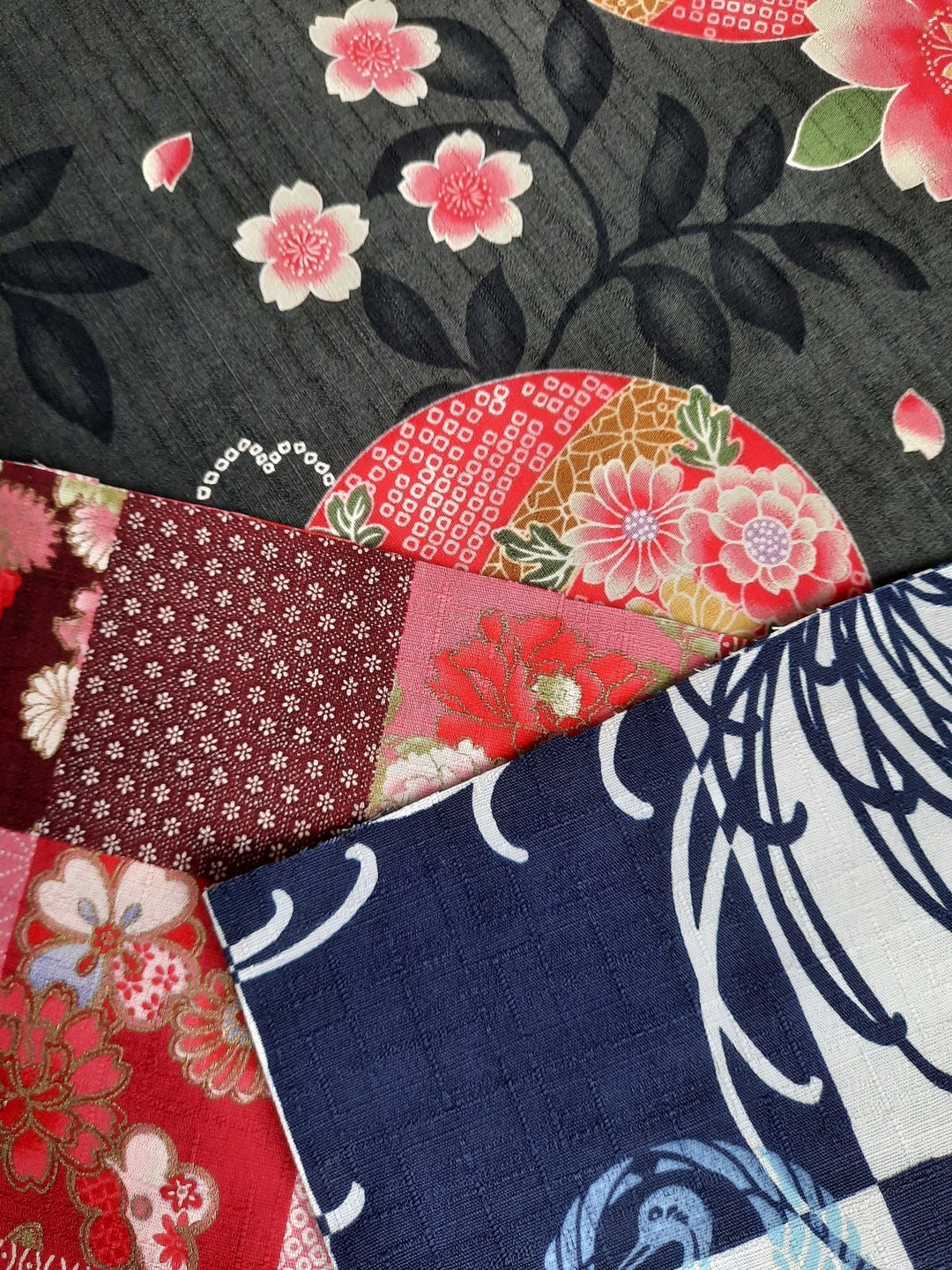 3 Pcs Assorted off Cut Fabric Bundle. Japanese Fabric. Japanese Cotton ...