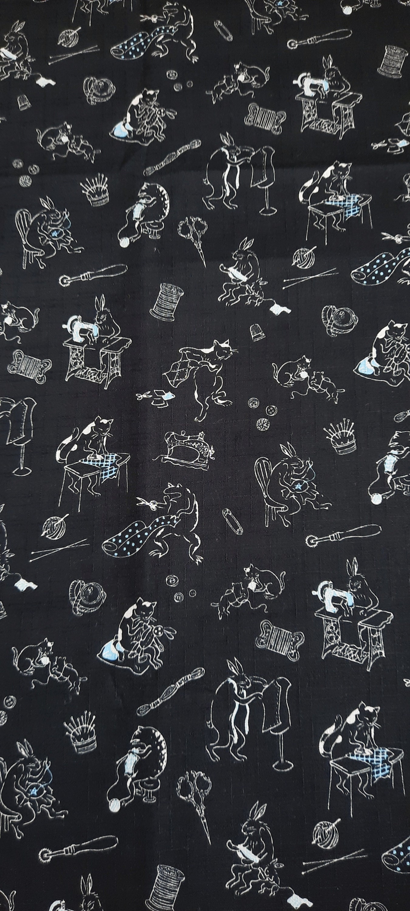 Choju Jinbutsu Gig. Scrolls of Frolicking Animals Pattern. Japanese Fabric.japanese Cotton ...