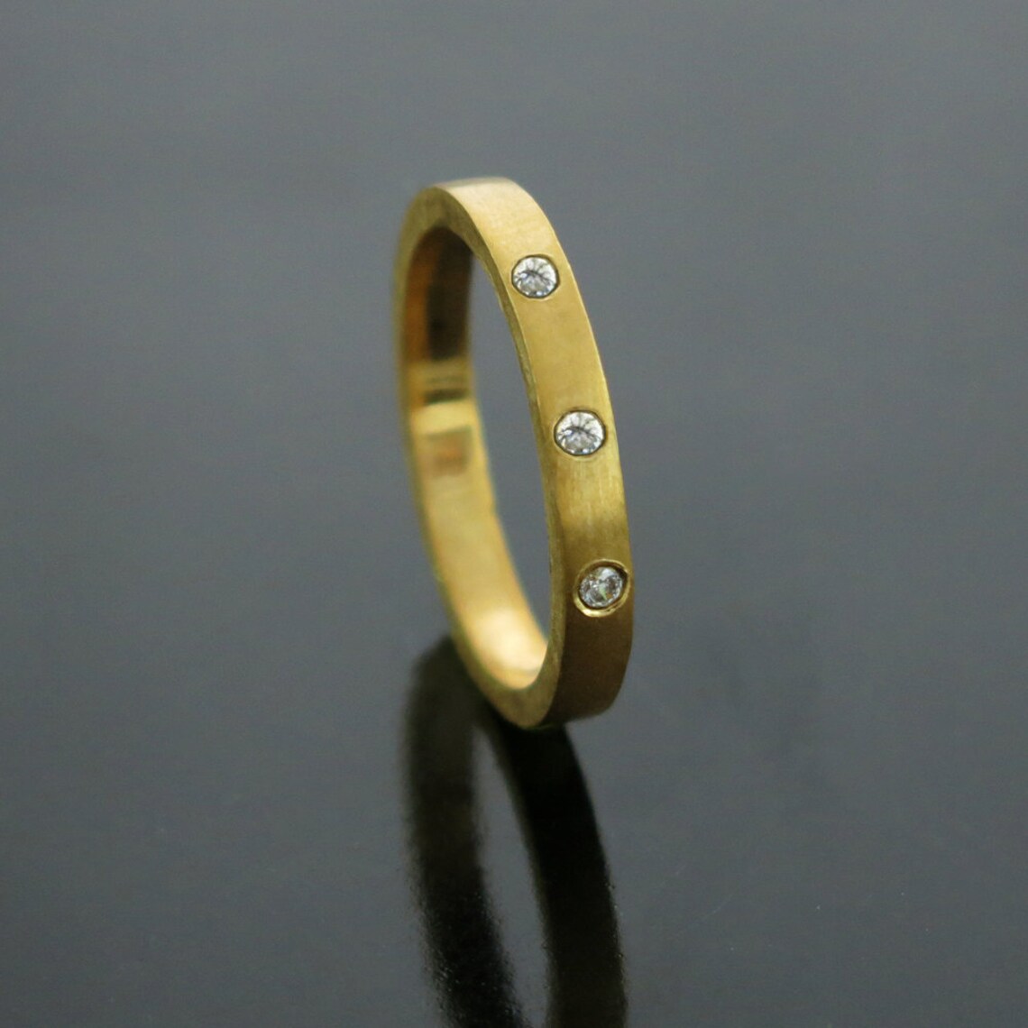 Simple Modern Diamond Ring Sterling Silver Diamond Band - Etsy