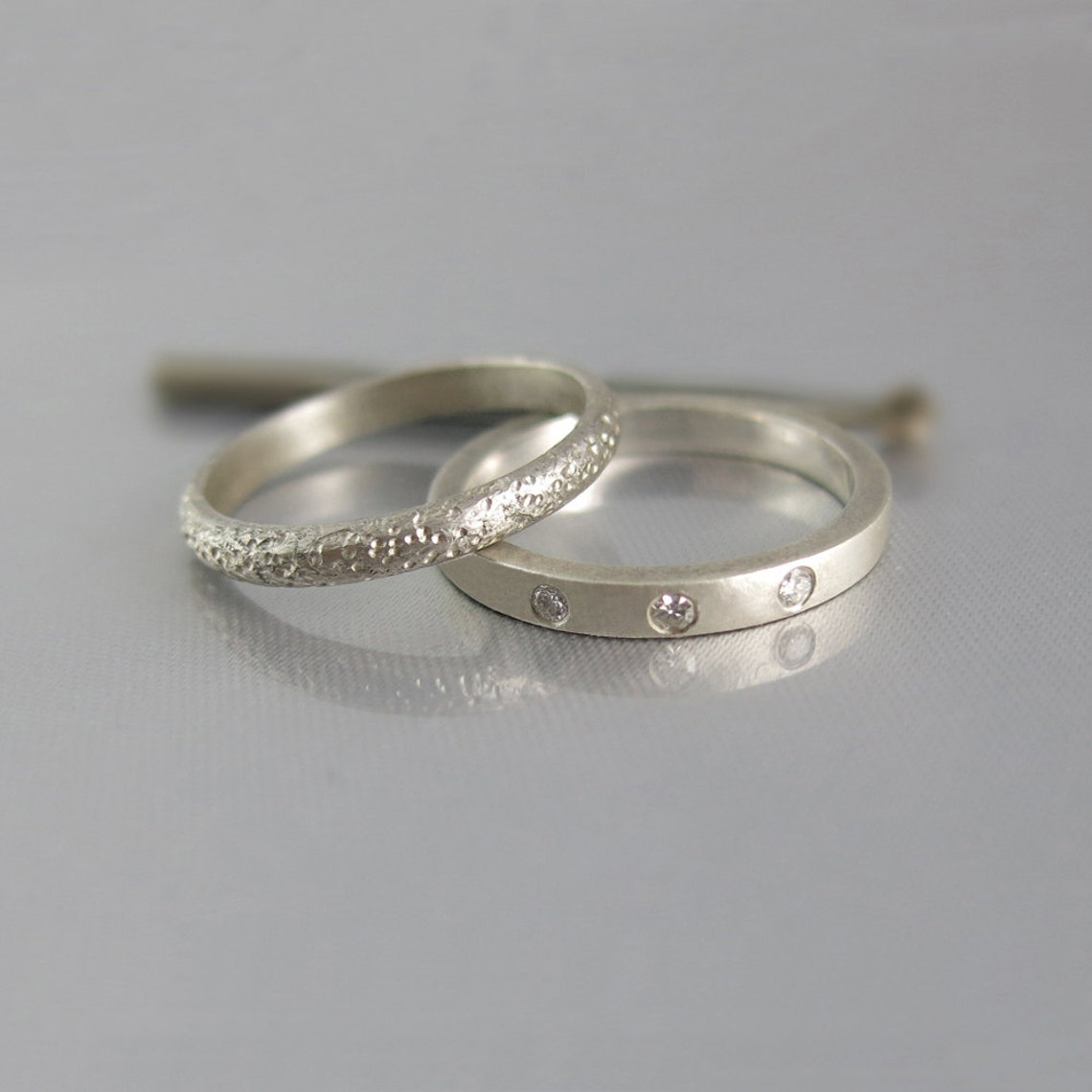 Modern Wedding Ring Set Engagement Ring Set Modern Diamond - Etsy