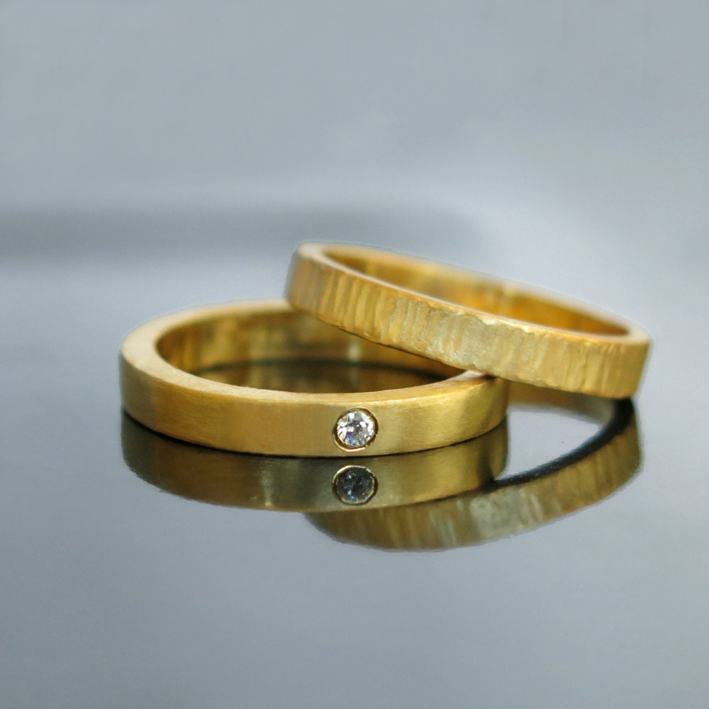 Engagement Wedding Ring Set Gold Wedding Band Diamond - Etsy