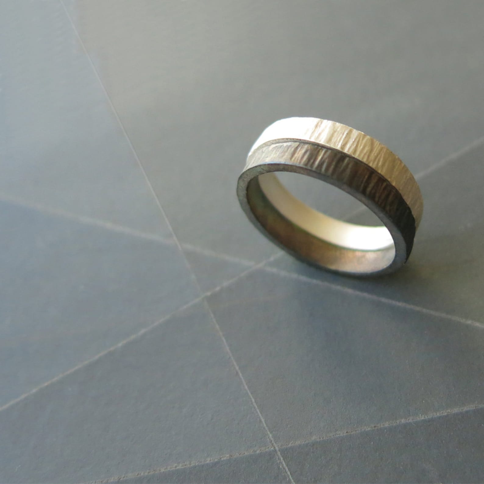 Sterling Silver Oxidized Ring Hammered Simple Oxidized Ring - Etsy