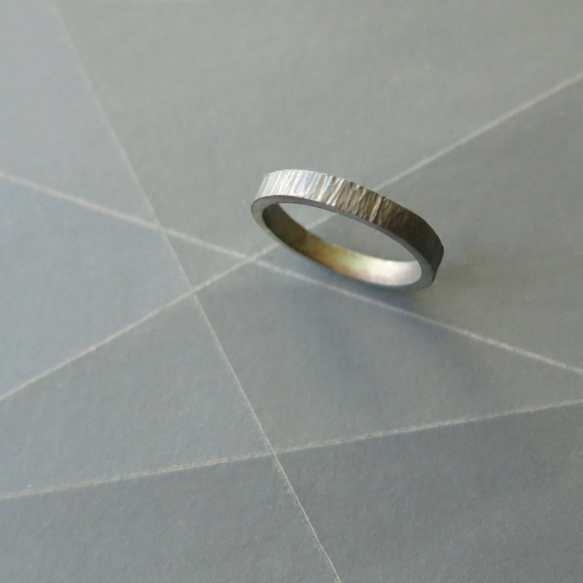 Sterling Silver Oxidized Ring Hammered Simple Oxidized Ring - Etsy