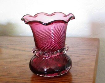 Cranberry Pilgrim Glass Vase | Etsy