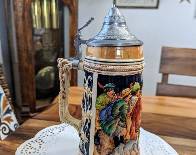 Vintage- Beer- Stein- Gift- Dad- Lover- Metal- Ceramic- German ...