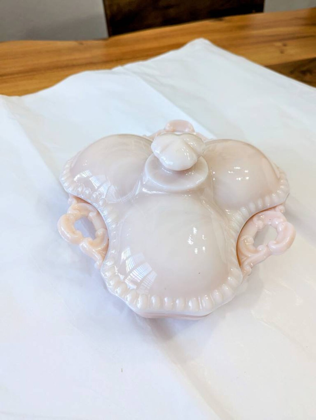 Antique -glass- Cambridge Crown - Pink -candy Dish- Two Piece- Crown ...