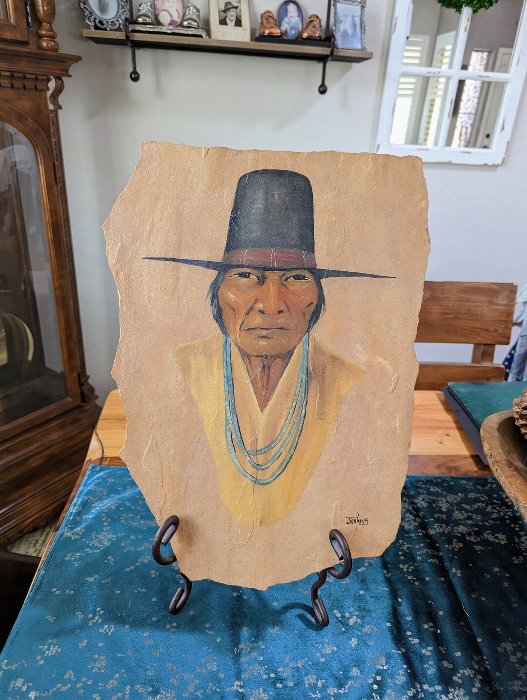Native American-vintage- Portrait- Acrylic- Flagstone- Sandstone- One ...