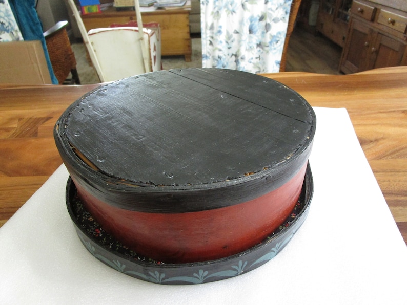 Antique Cheese Box- Hand Painted- One of a Kind- Large- Box- Sewing ...