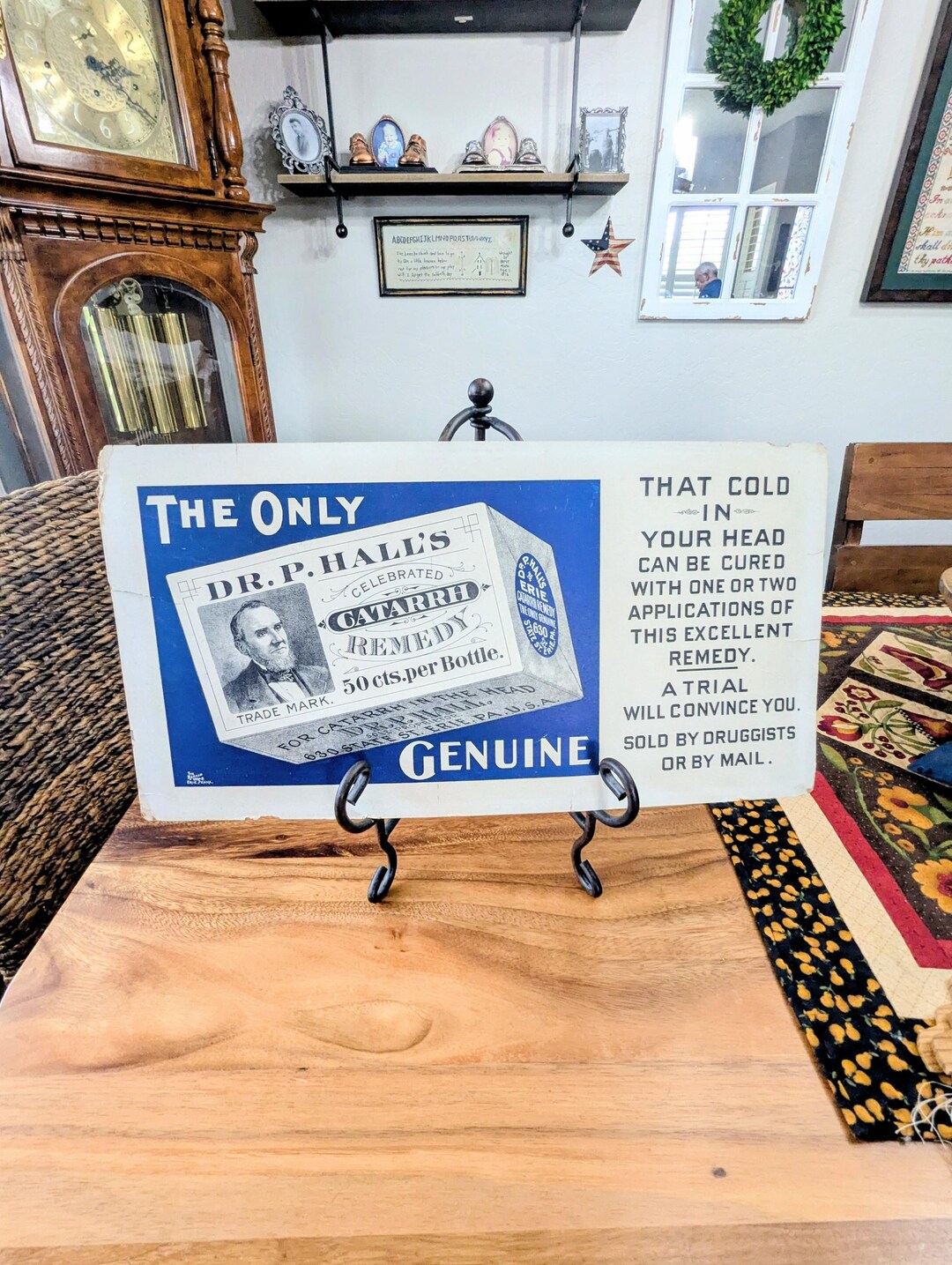 Rare- Large- Antique- Medical- Medicine- Advertisement- Dr P. Hall's ...