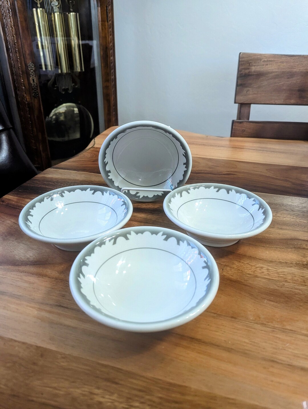Vintage- Antique- Restaurant- Ware- Bowl- Lot- Gray - White- Shenango ...