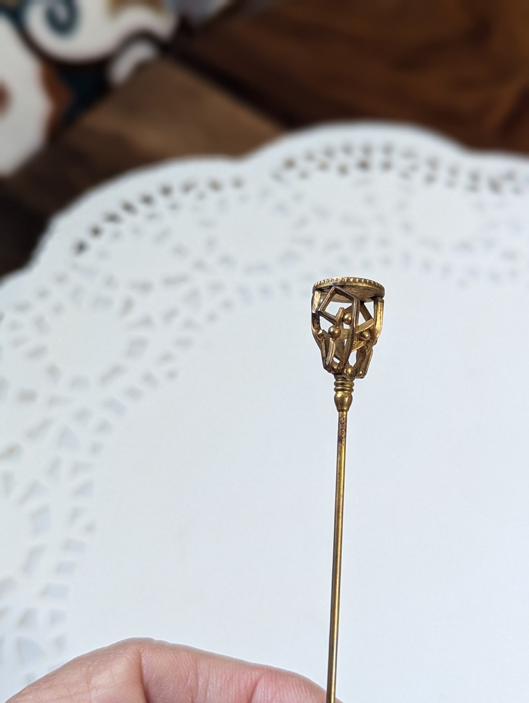 Rare- Antique- Hat- Pin- Brass- Gift -initial- Lover- Art Nouveau ...