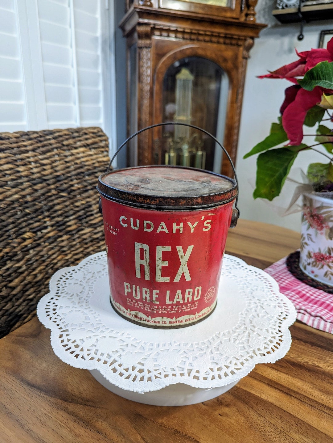 Antique Tin Red White Lard Kitchen Décor Retro Advertising Collector ...