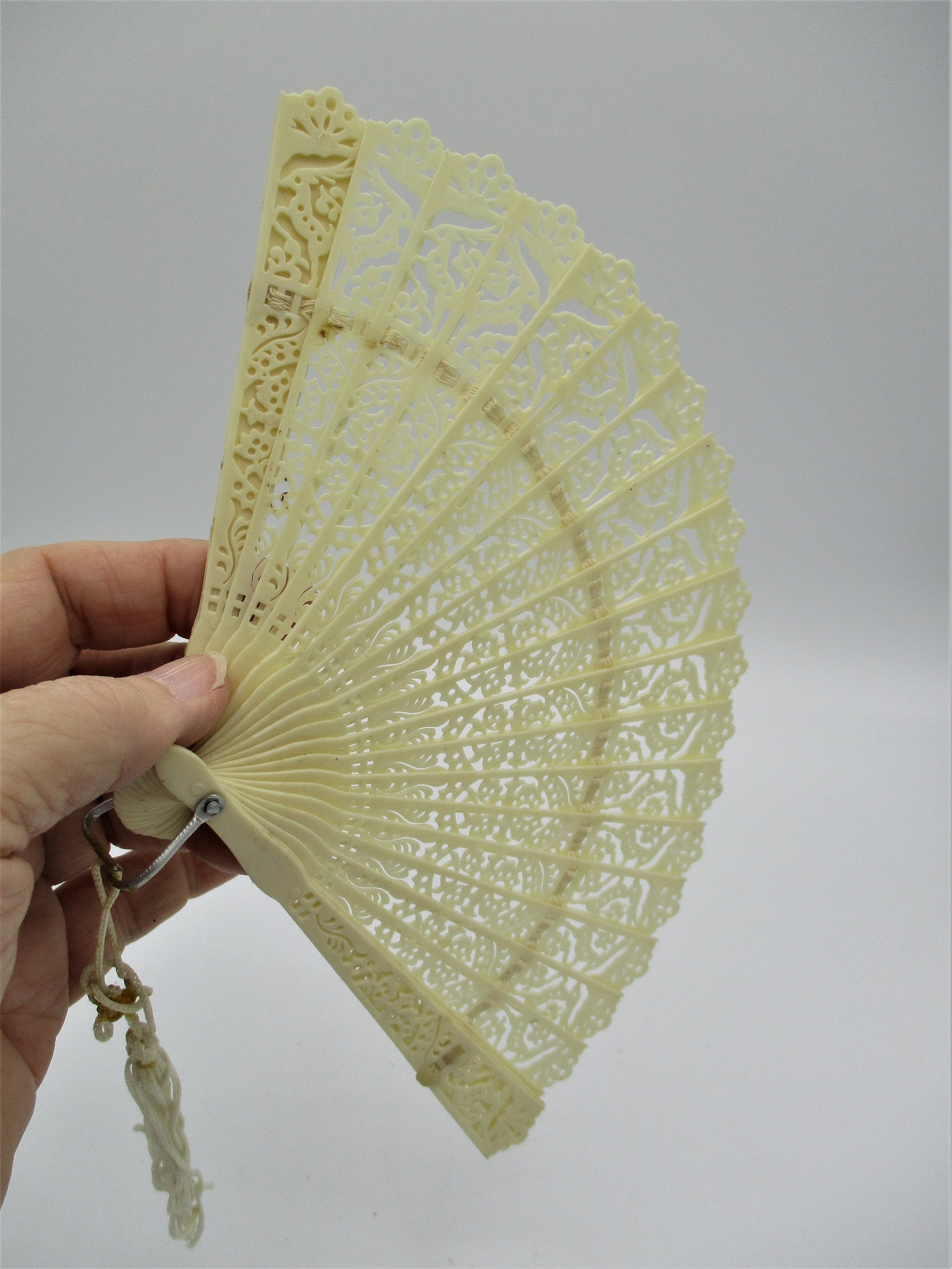 Antique Celluloid Fan Doll Size Embossed Filigree - Etsy