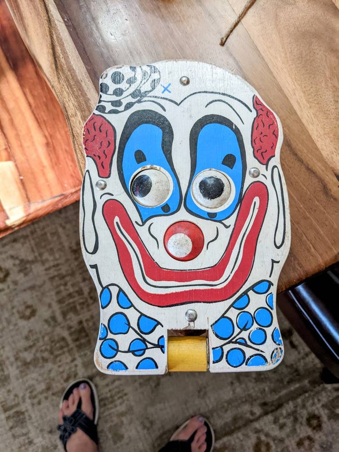Vintage- Toy- Pull - Clown- Creepy- Halloween- Rare- Antique- Eyes ...