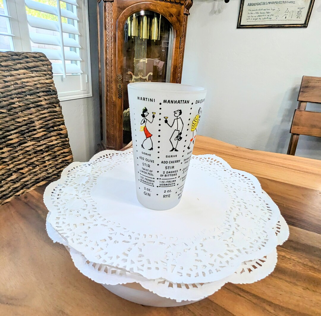 Rare- Vintage- Barware- Smitty- Man Cave- Mid Mod- Frosted- Glass- Mid ...